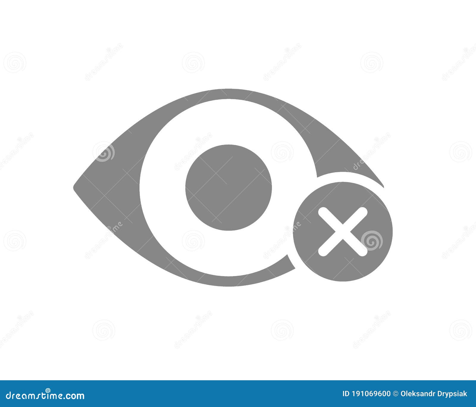 Human Eye with Cross Checkmark Grey Icon. Disease Visual System Symbol ...