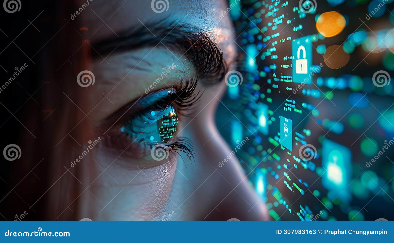 Human Eye with Cybersecurity Data Encryption Visualization Stock ...