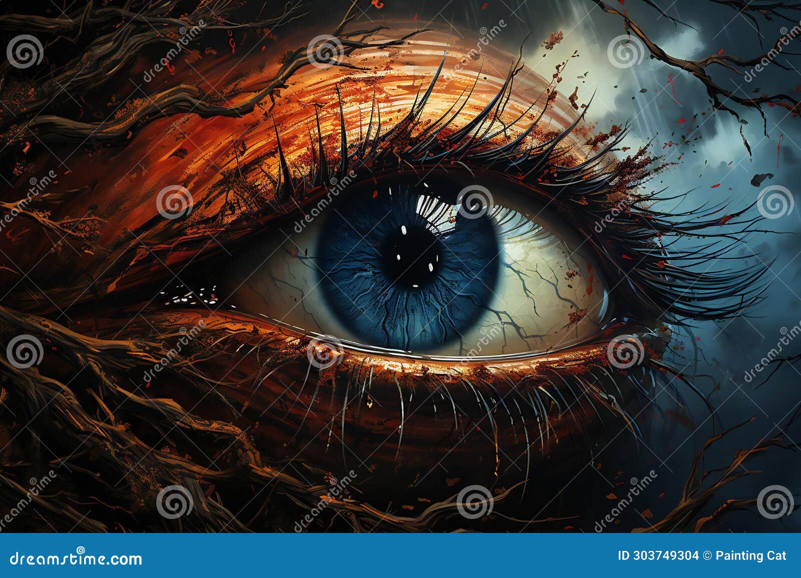 Human eye in the dark stock illustration. Illustration of background ...