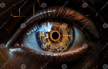 Human Eye with Digital Elements, Computer Vision Concept. Generative AI ...