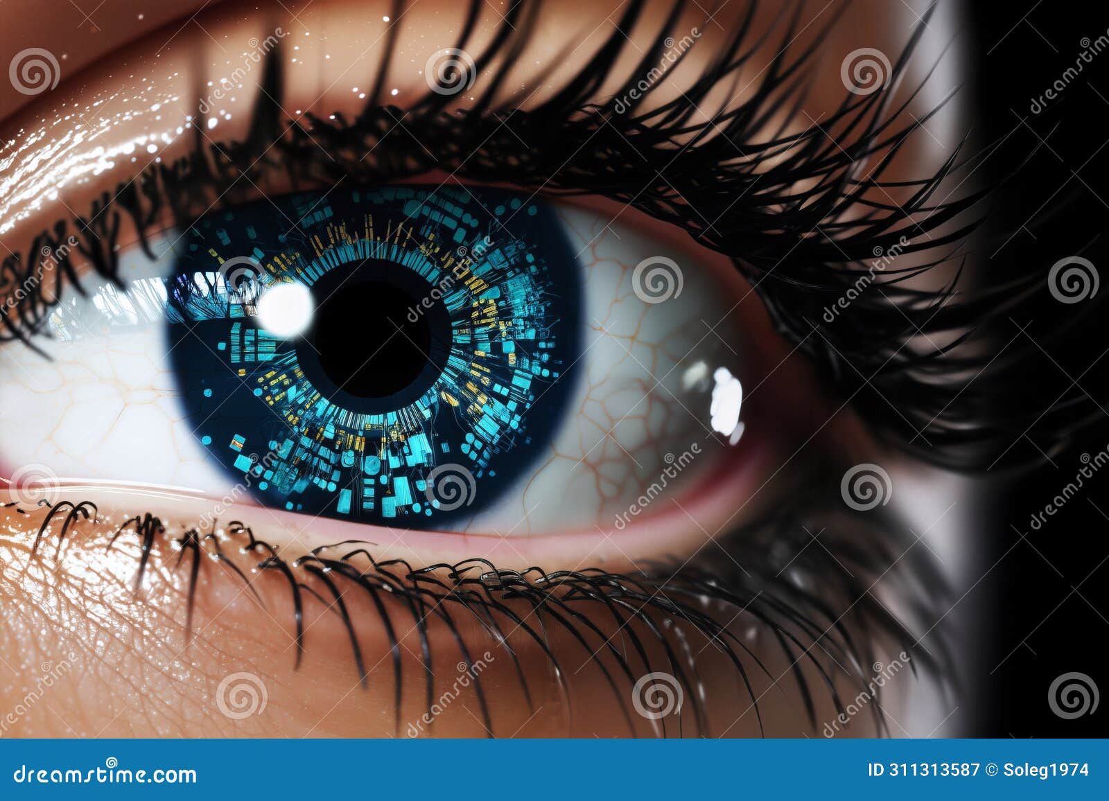 Human Eye with Digital Implant, Concept of Enhanced Reality and Digital ...