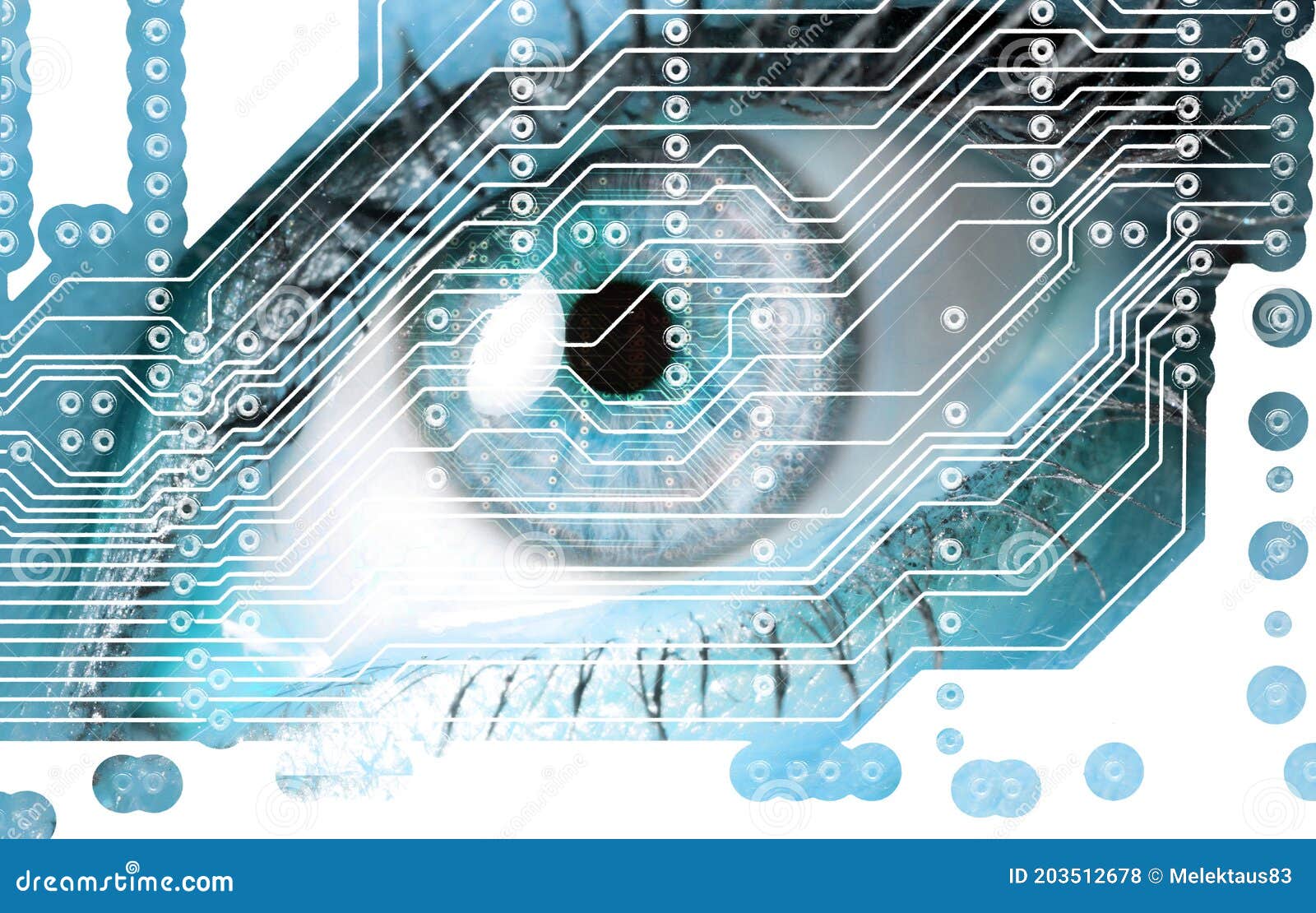 Human Eye and Electronic Board Stock Illustration - Illustration of ...