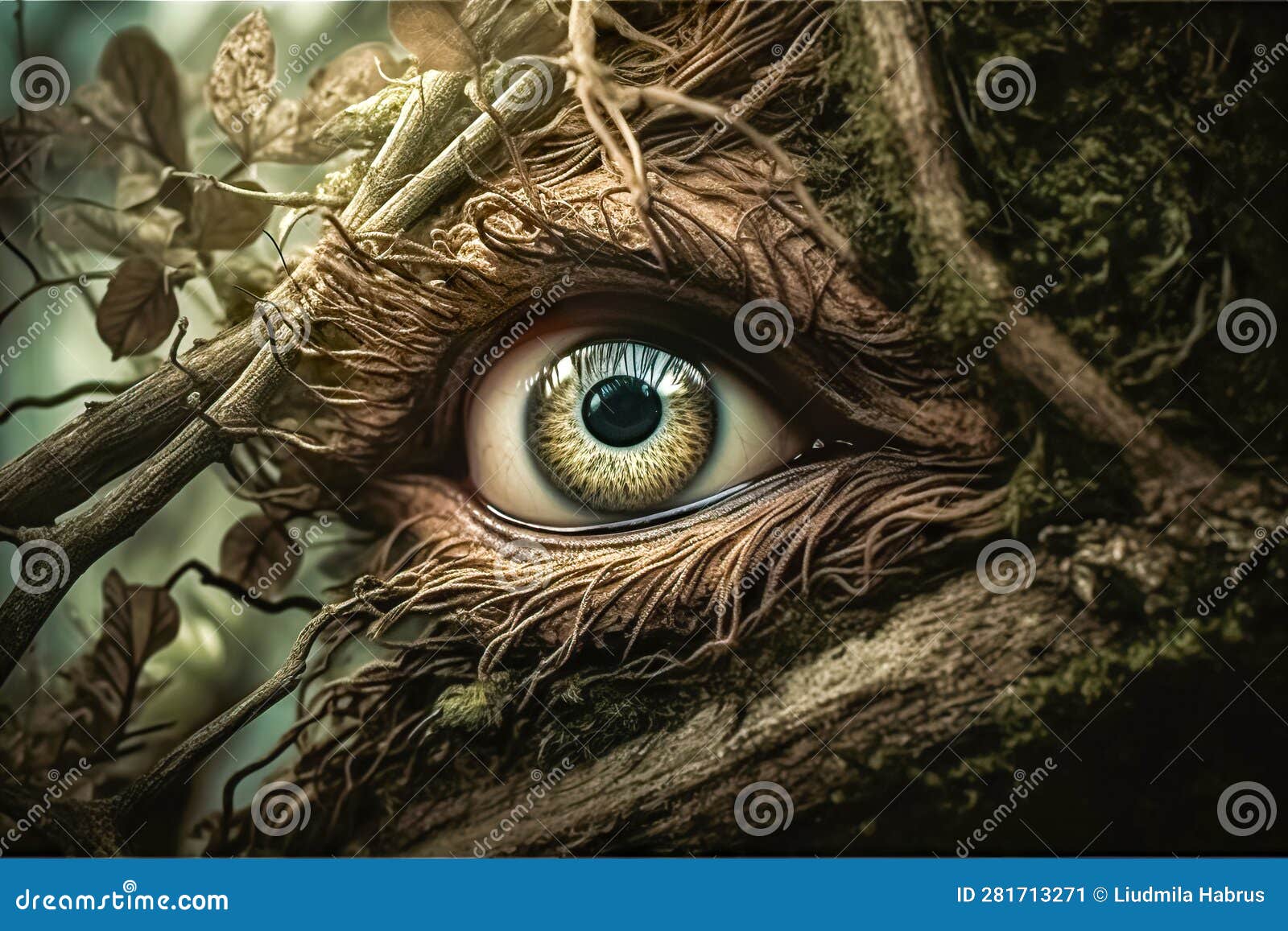 Human Eye in the Forest. Conceptual Image Stock Illustration ...