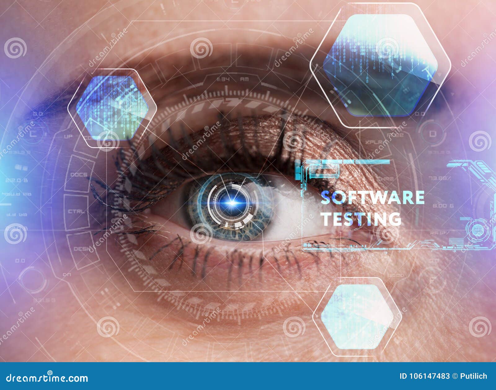 Human Eye with Futuristic Interface. Technology. Augmented Reality ...