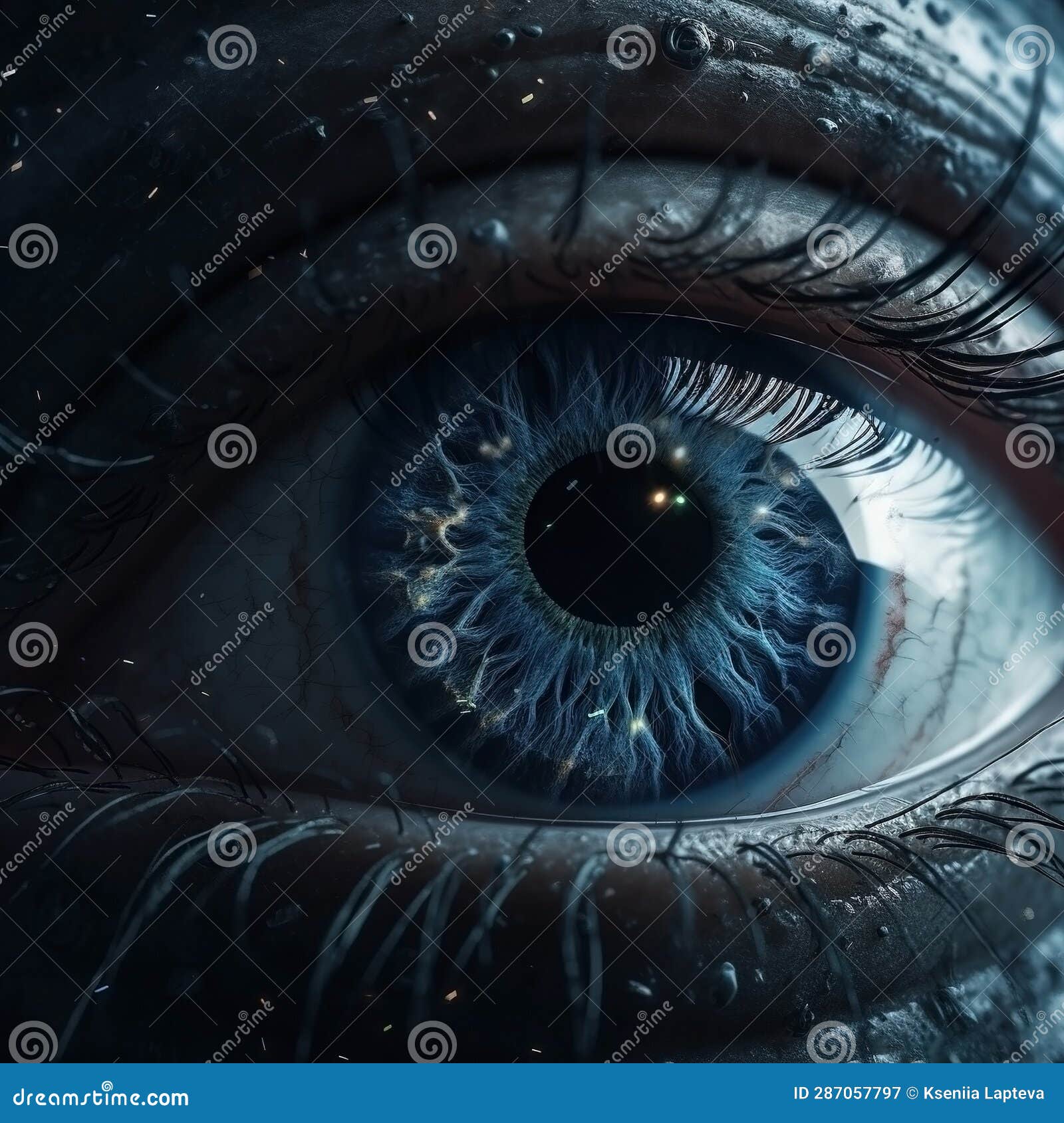 Human Eye with Galaxy Inside Close-up on Dark Background. Stock ...