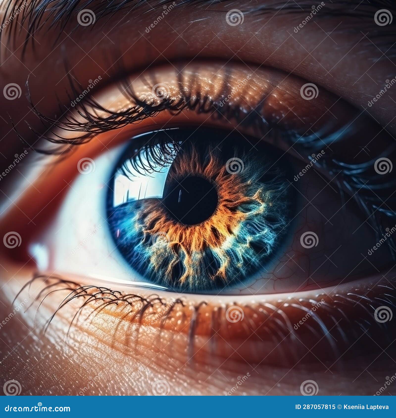 Human Eye with Galaxy Inside Close-up on Dark Background. Stock ...