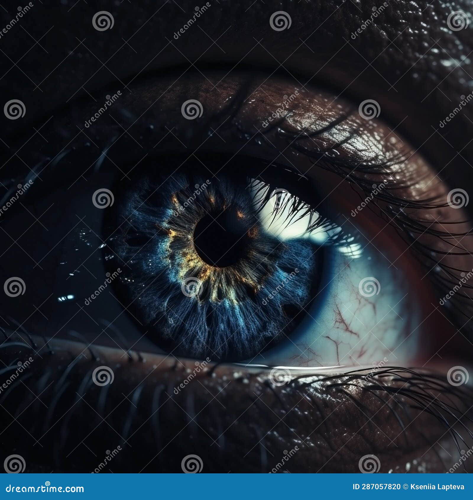Human Eye with Galaxy Inside Close-up on Dark Background. Stock ...