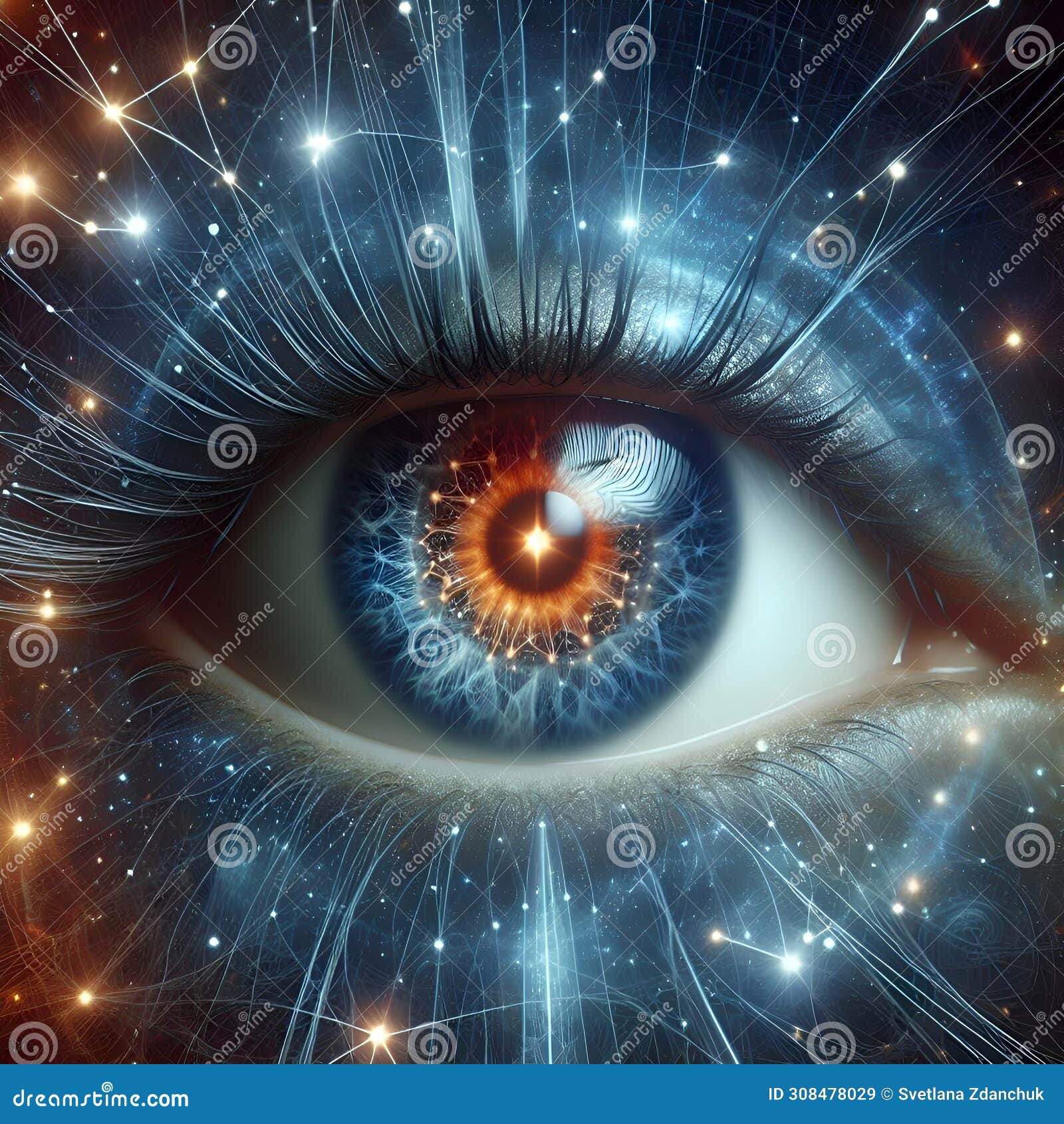 Human Eye with Galaxy Inside. Future Concept Generative Ai Stock ...