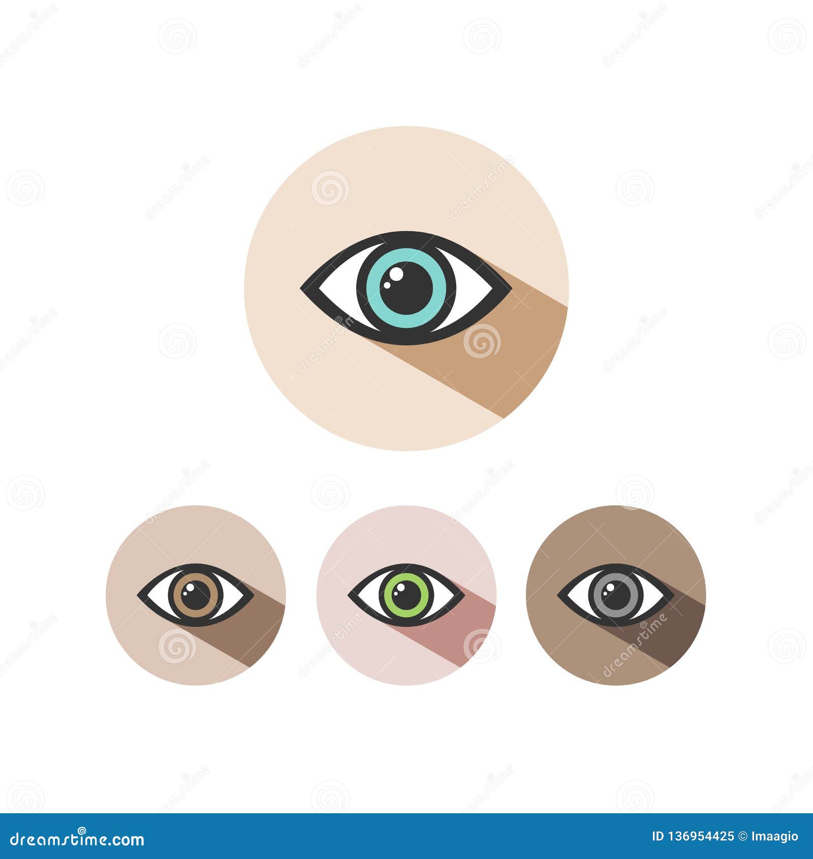 Human Eye Icon Set with Shade on Circles Stock Vector - Illustration of ...