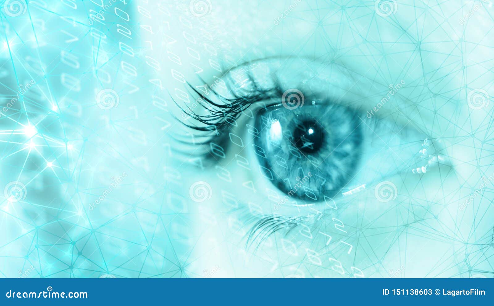 Human Eye Identity, Digital Dots Lines and Random Numbers Stock Image ...