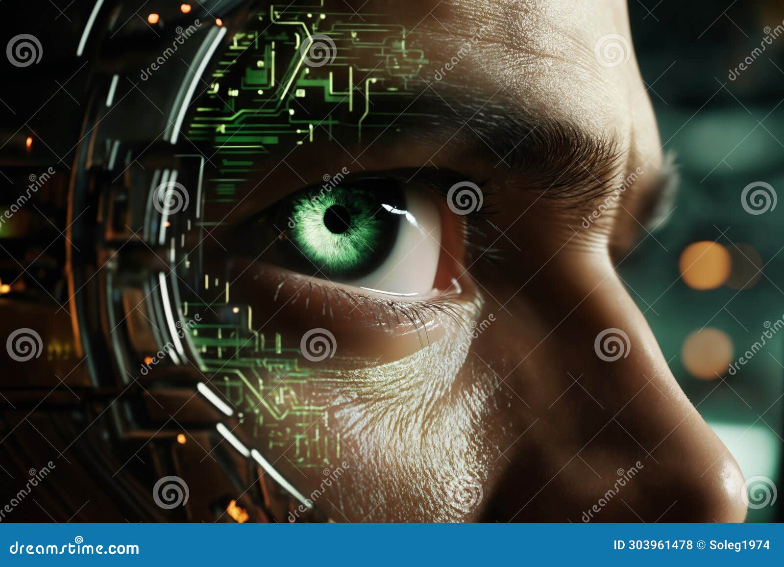 Human Eye with an Implant in the Form of a Computer Digital Board ...