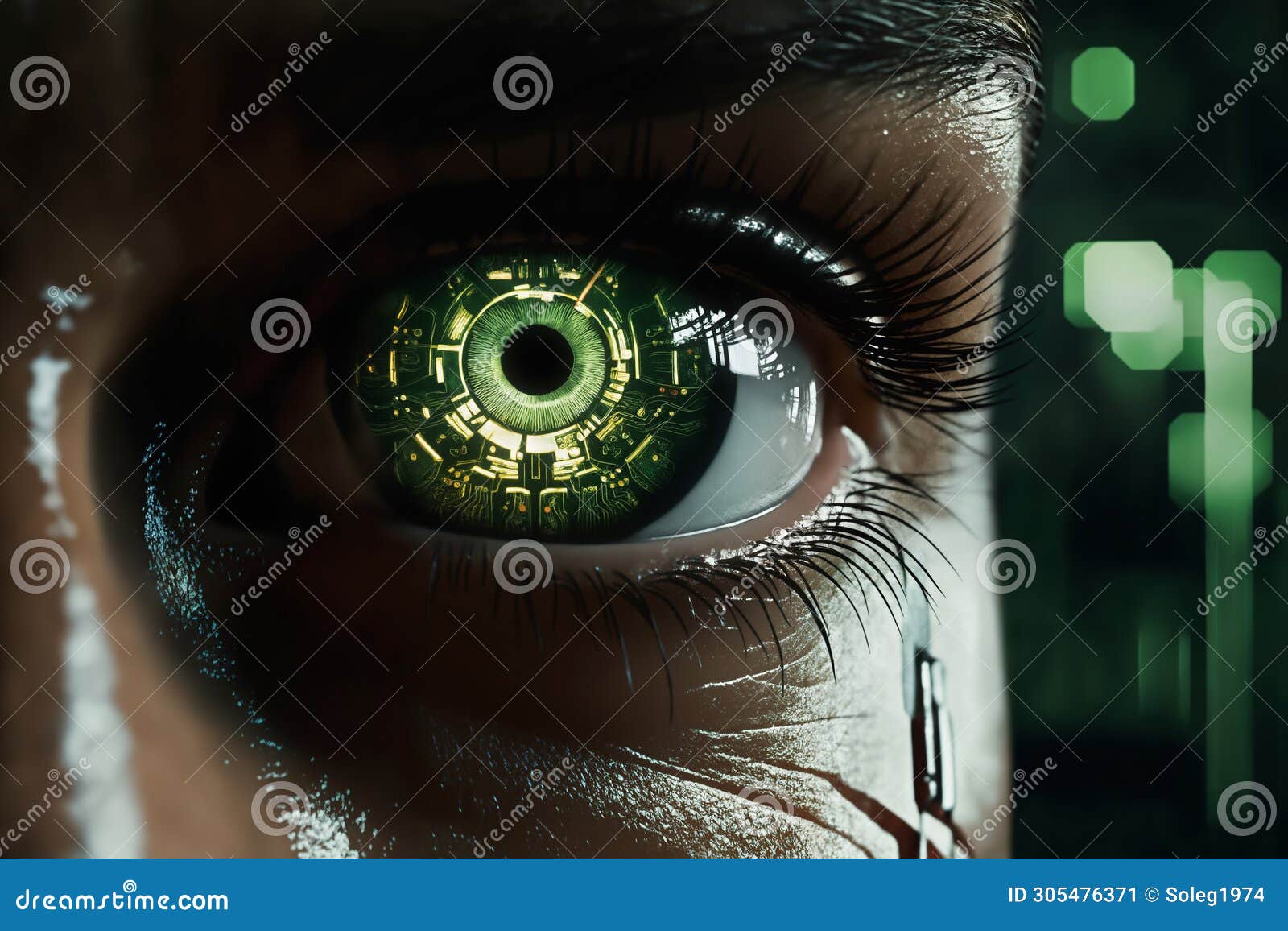 Human Eye with an Implant in the Form of a Computer Digital Board ...
