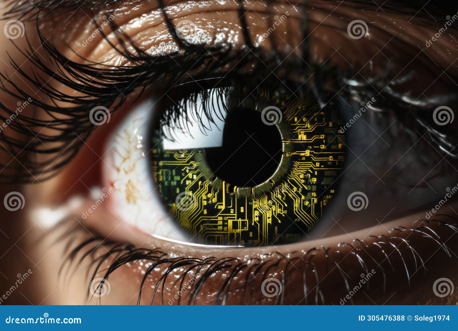 Human Eye with an Implant in the Form of a Computer Digital Board ...