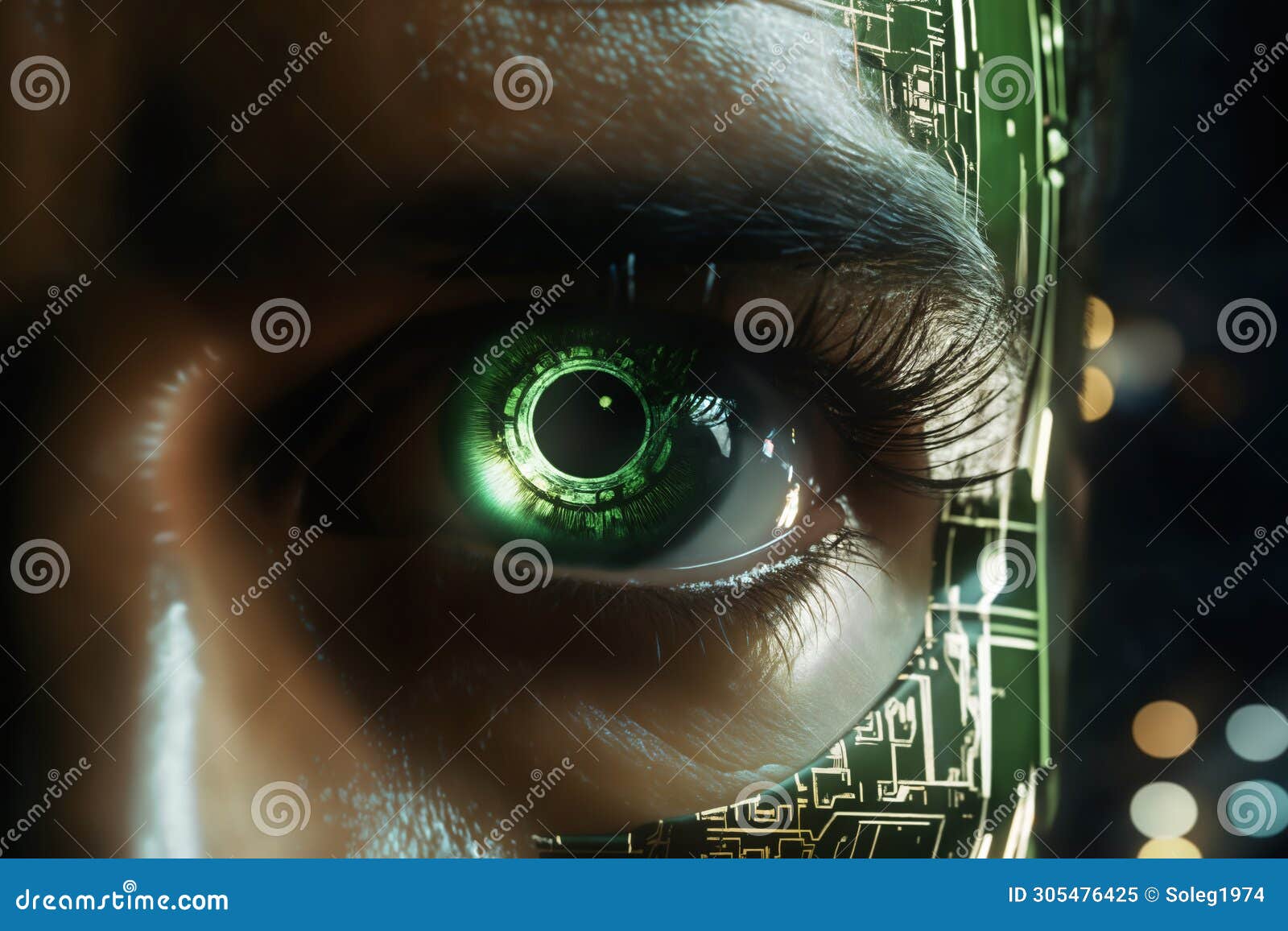 Human Eye with an Implant in the Form of a Computer Digital Board ...