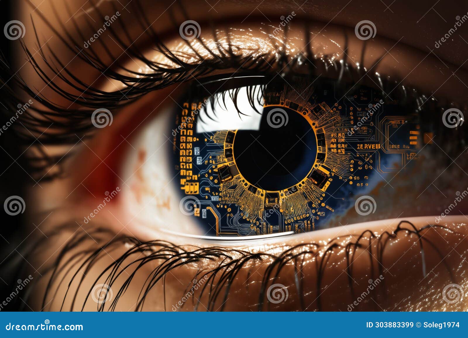 Human Eye with an Implant in the Form of a Computer Digital Board ...