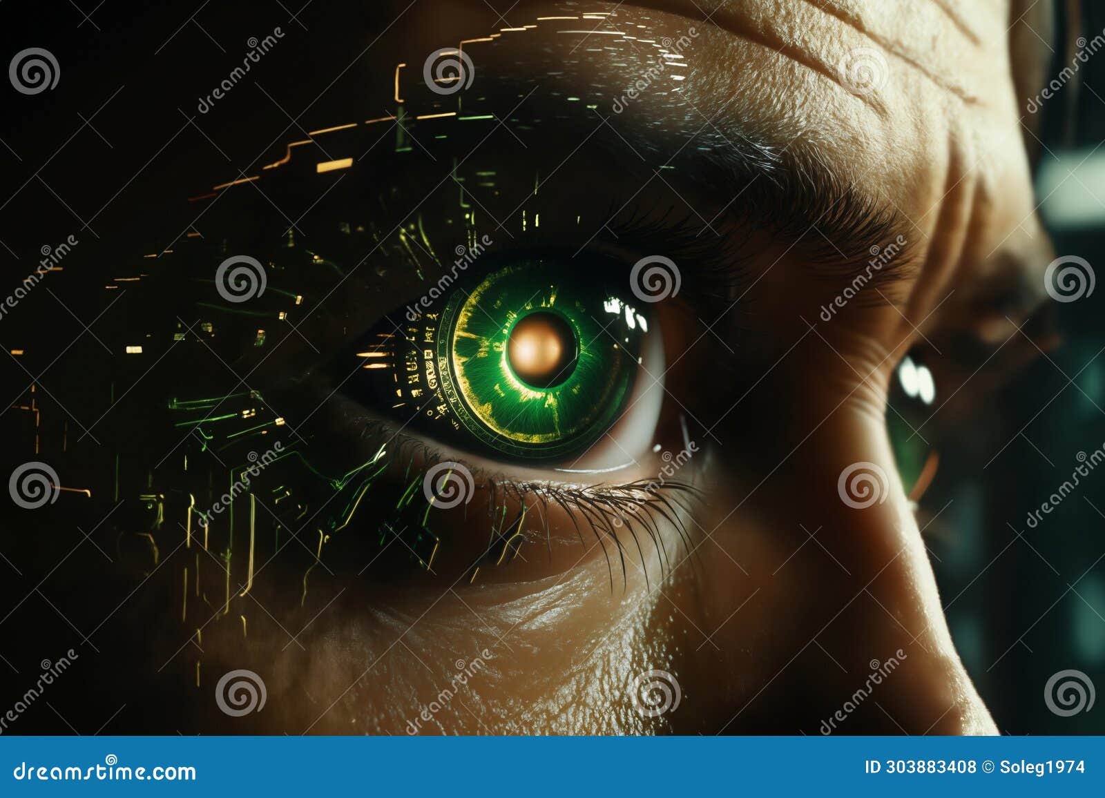 Human Eye with an Implant in the Form of a Computer Digital Board ...