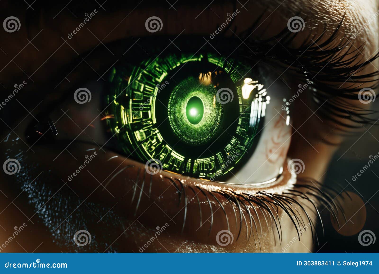 Human Eye with an Implant in the Form of a Computer Digital Board ...