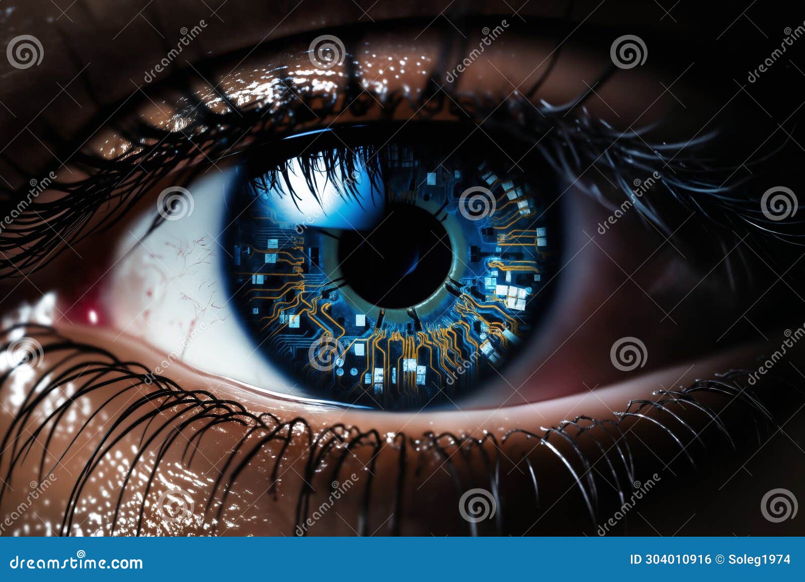 Human Eye with an Implant in the Form of a Computer Digital Board ...