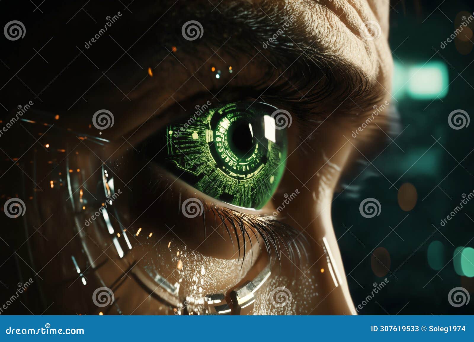 Human Eye with an Implant in the Form of a Computer Digital Board ...