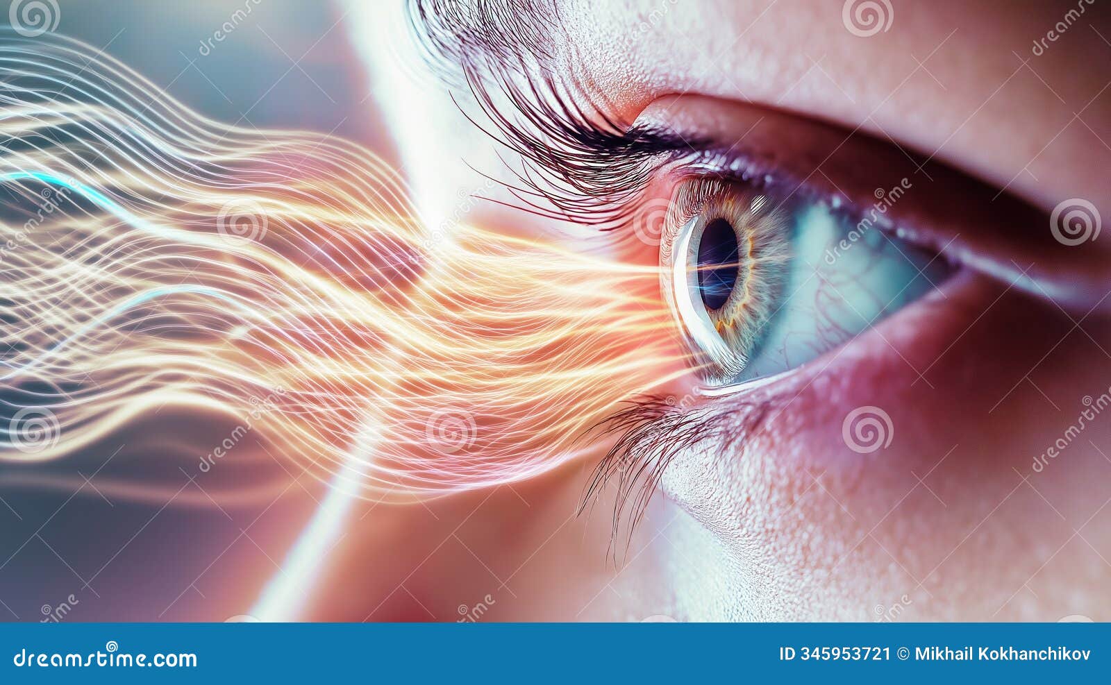 Human Eye and Light Waves, Visual Information Stock Image - Image of ...