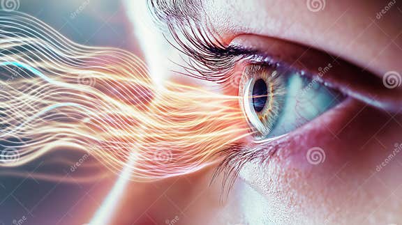 Human Eye and Light Waves, Visual Information Stock Image - Image of ...