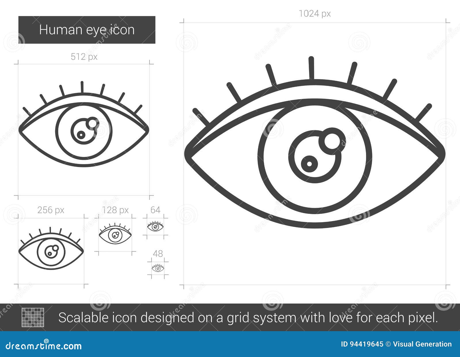 Human eye line icon. stock vector. Illustration of care - 94419645