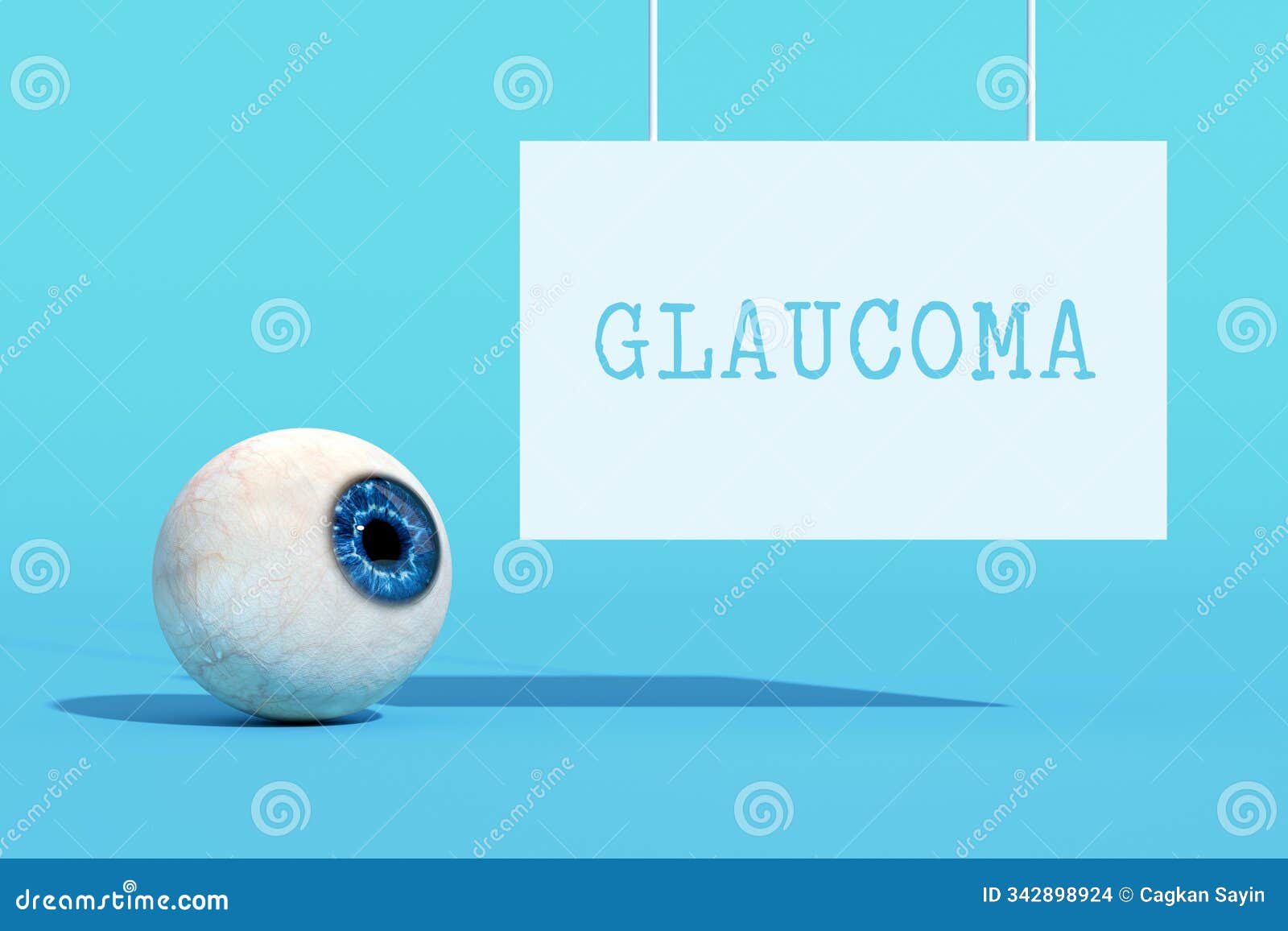 Human Eye Looking at Glaucoma Sign on Blue Background Stock ...
