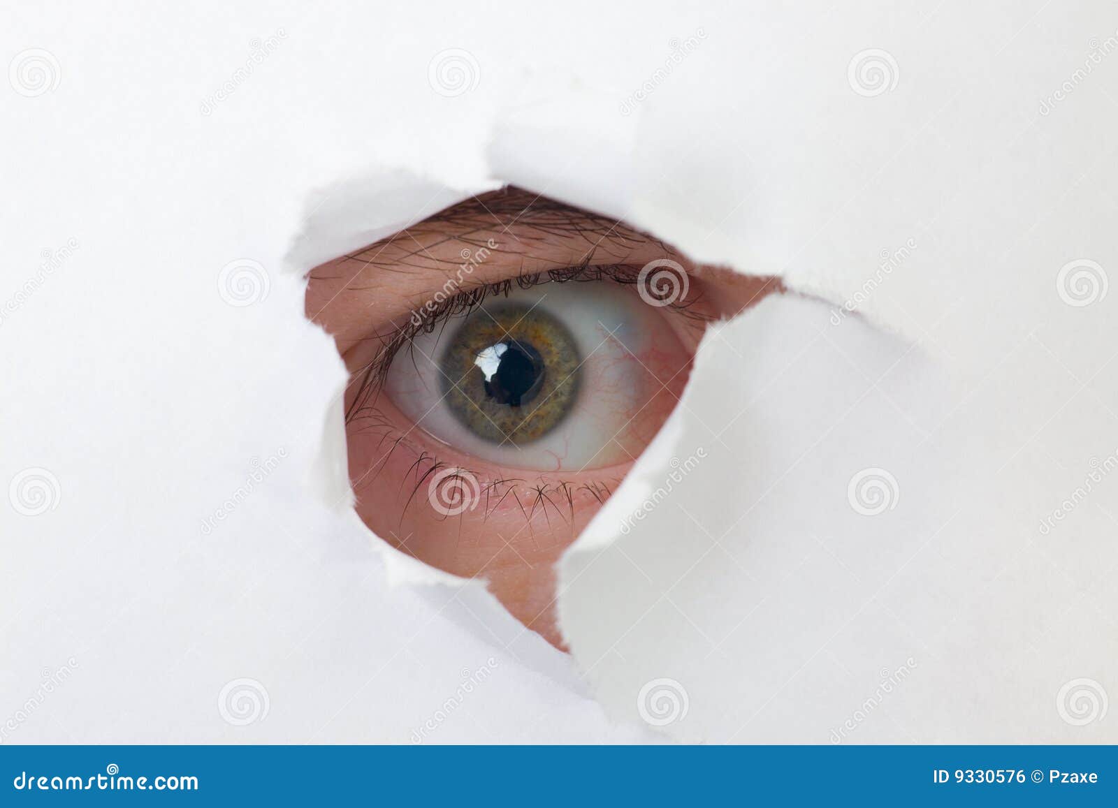 Human Eye Looking through a Hole in Paper Stock Photo - Image of macro ...