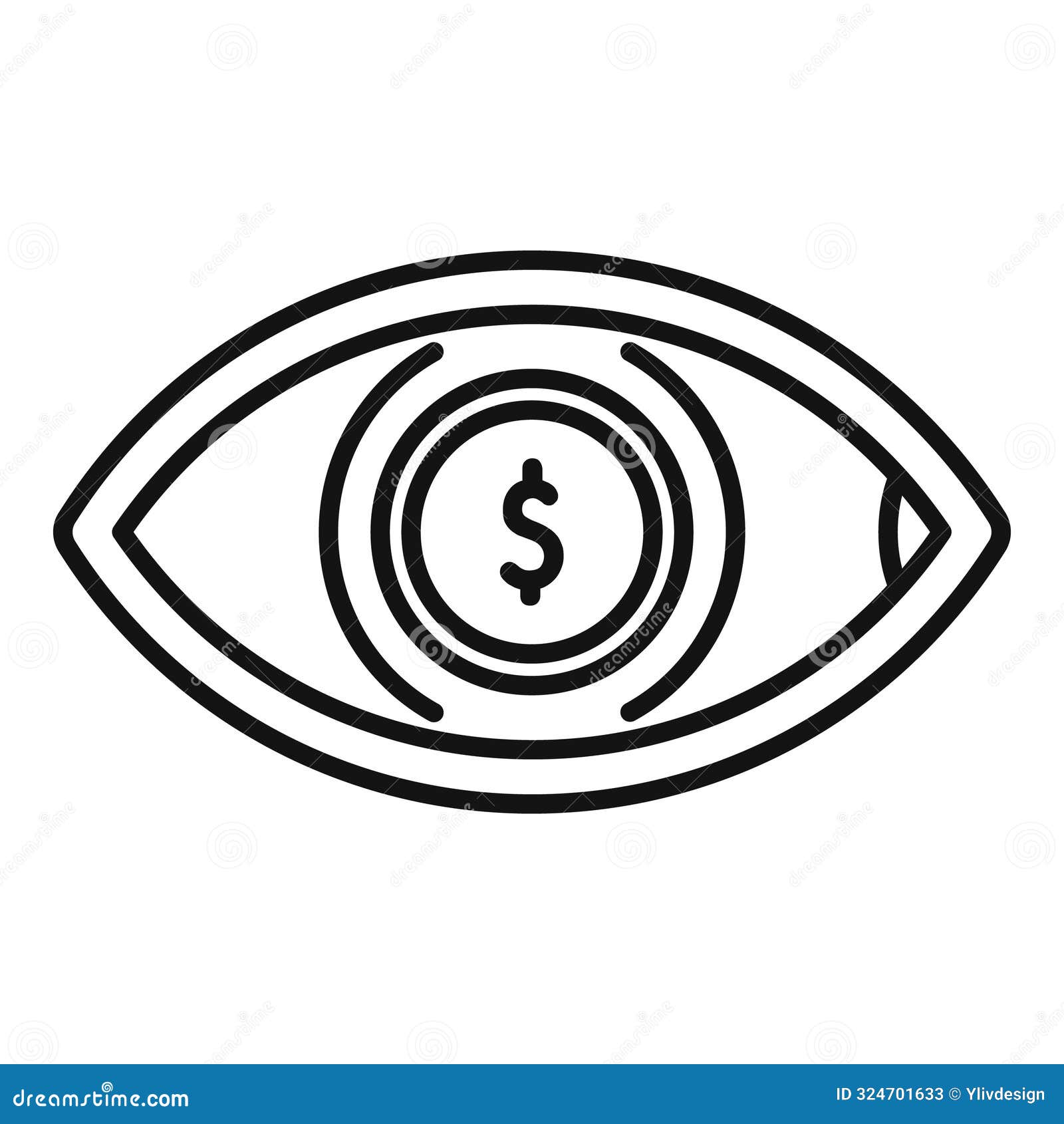 Human Eye Looking for Money Icon Thin Line Vector Illustration Stock ...