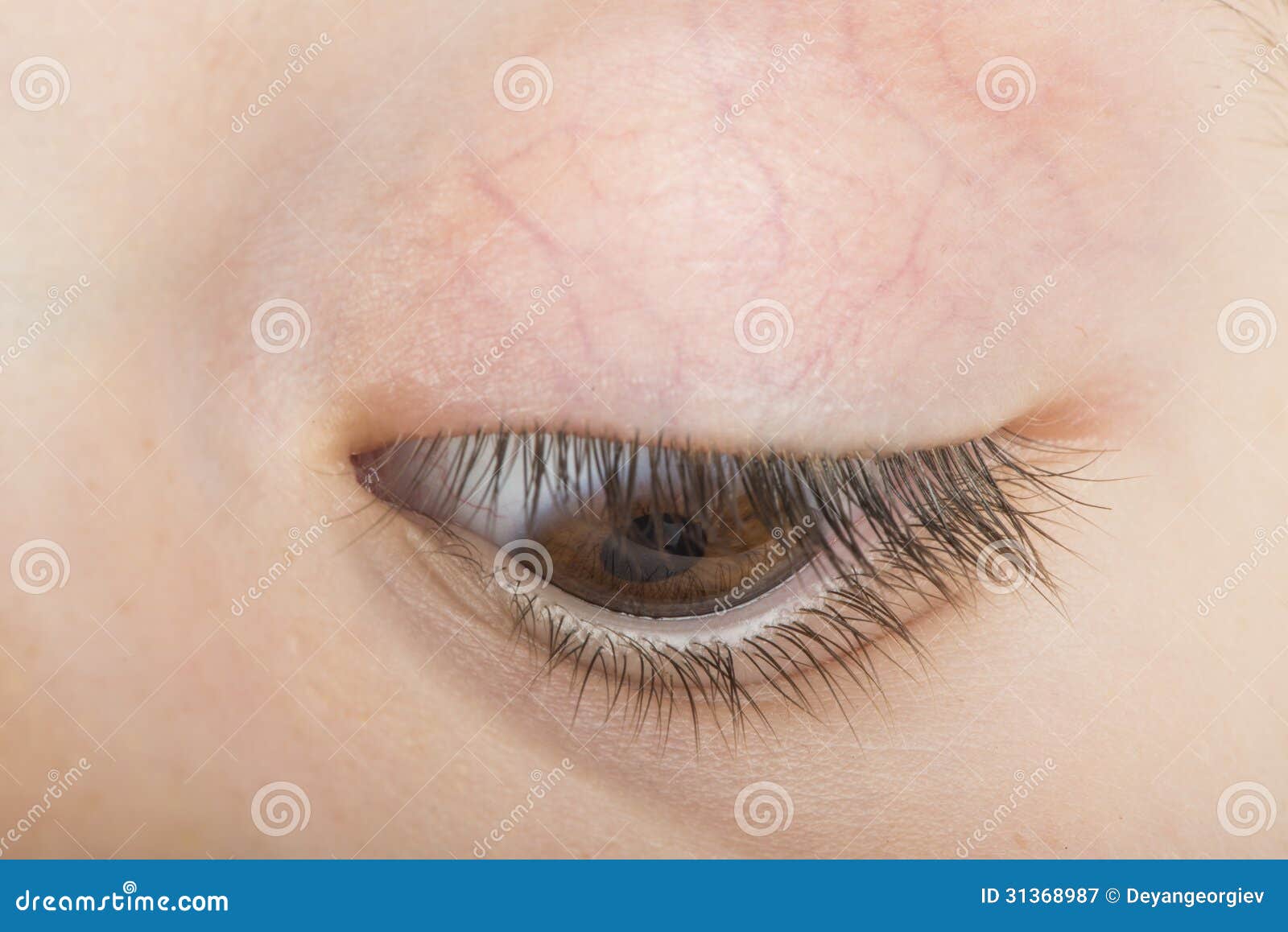 Human eye looking to down stock image. Image of detail - 31368987