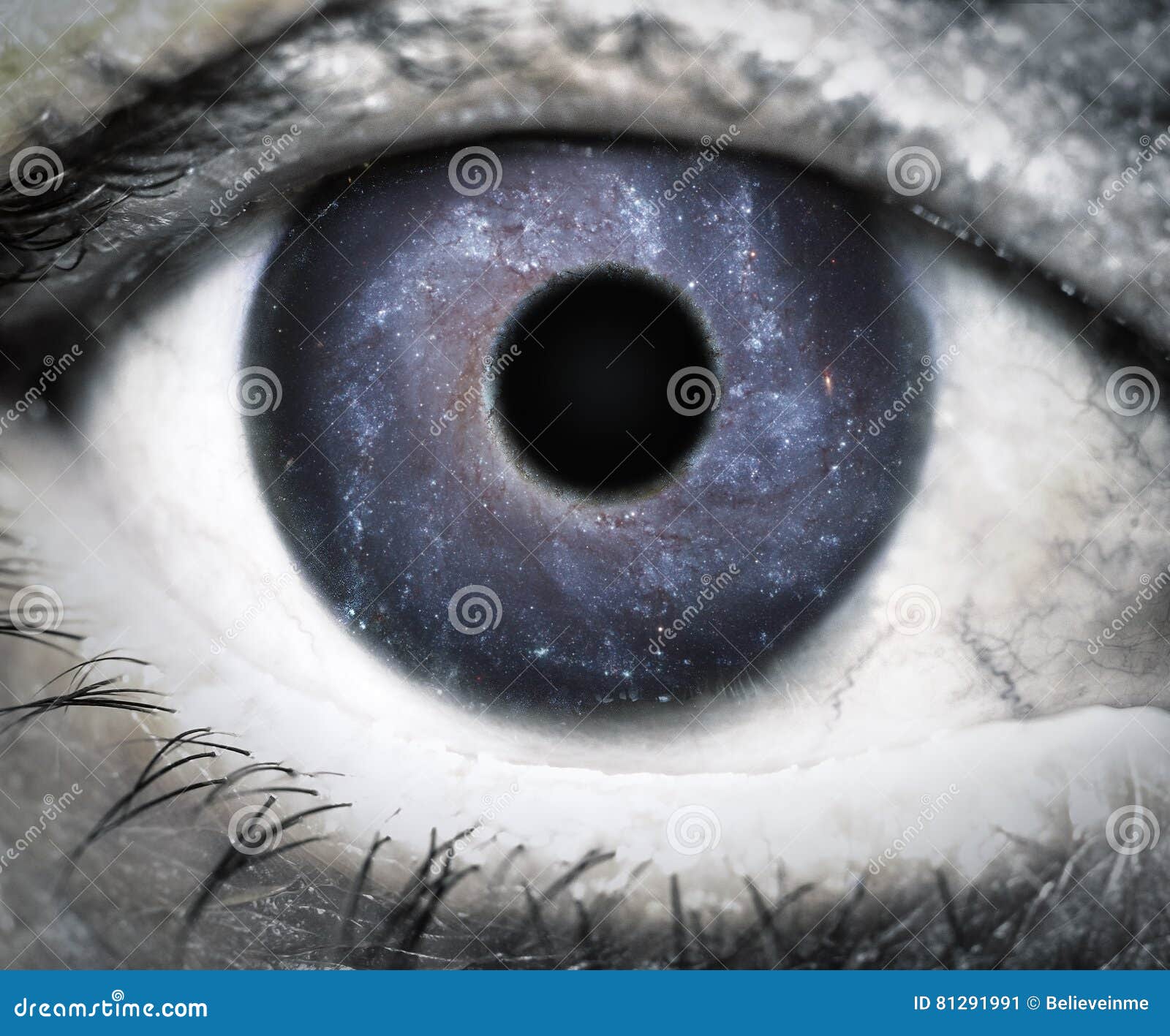 Human Eye Looking in Universe. Stock Image - Image of creature, explore ...