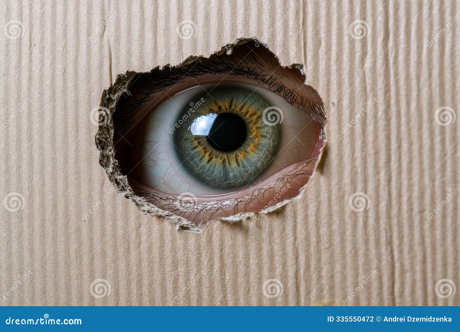The Human Eye Looks Out through the Cardboard Hole, Surveillance, or ...