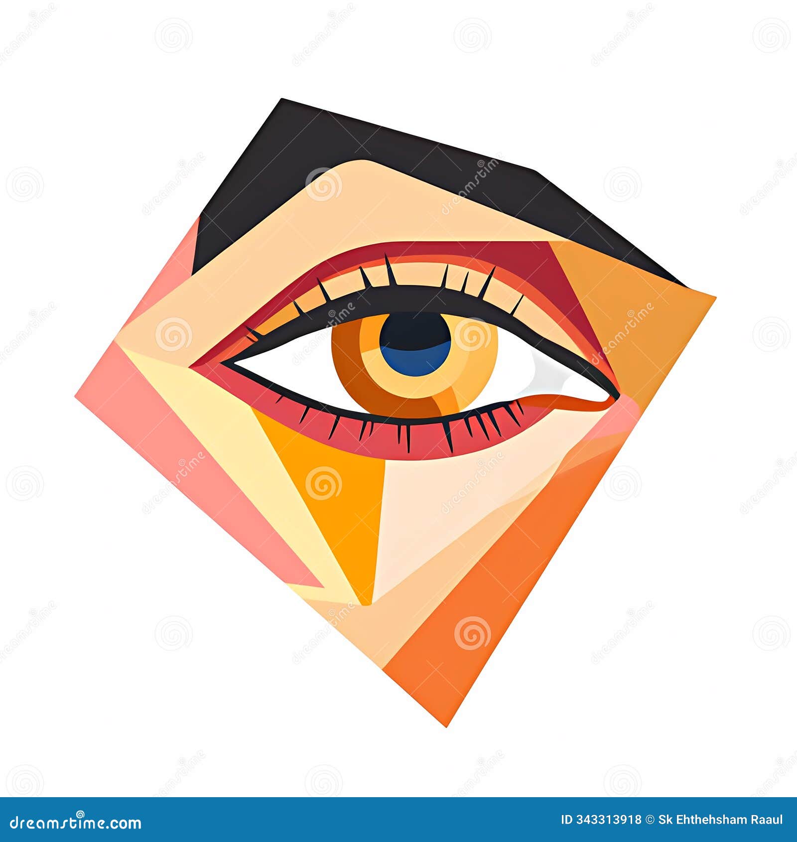 Human Eye in a Naive, Cubistic Style Dimensional Illustration Isolated ...