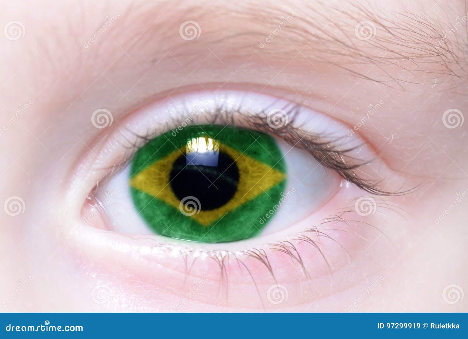Human Eye with National Flag of Brazil Stock Image - Image of child ...