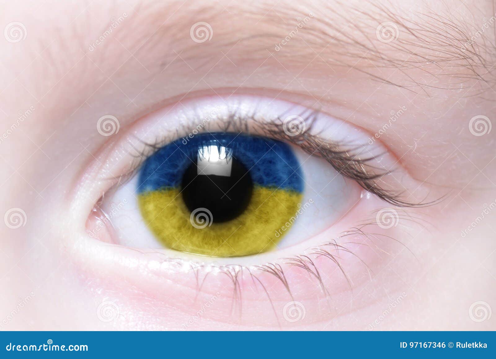 Human Eye with National Flag of Ukraine Stock Photo - Image of danger ...