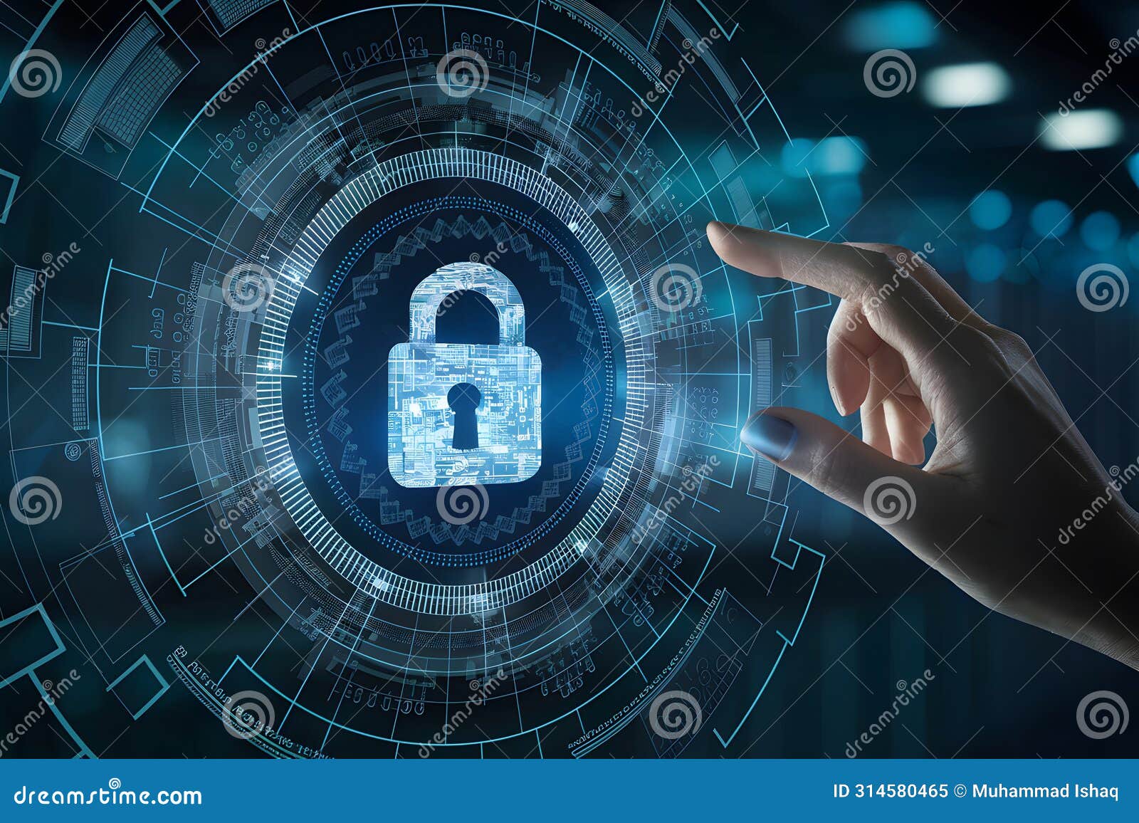 Human Eye Observes Futuristic Security System, Safeguarding Data ...