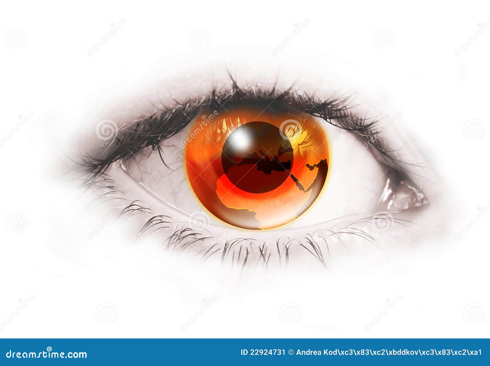Human Eye with Orange Earth instead of Iris Stock Illustration ...