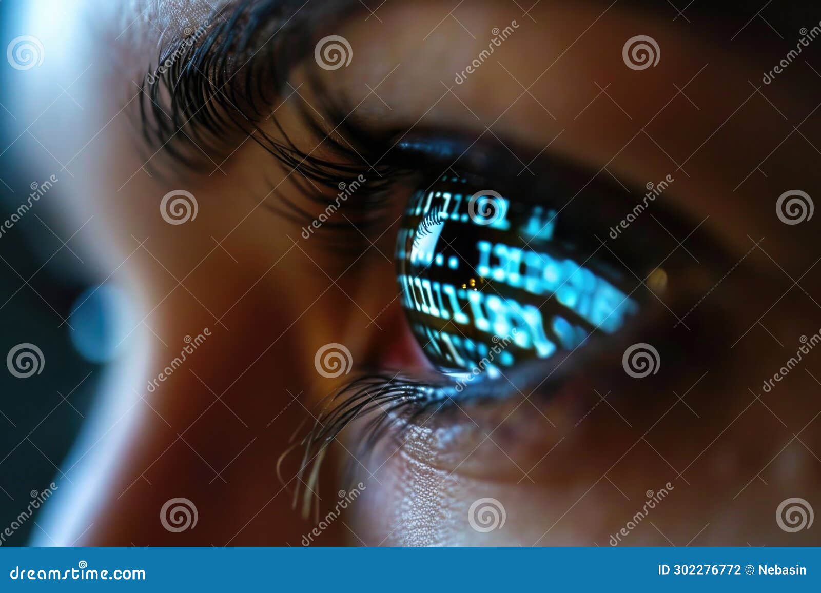 Human Eye Overlaid with Glowing Binary Numbers: Insight into AI. Stock ...