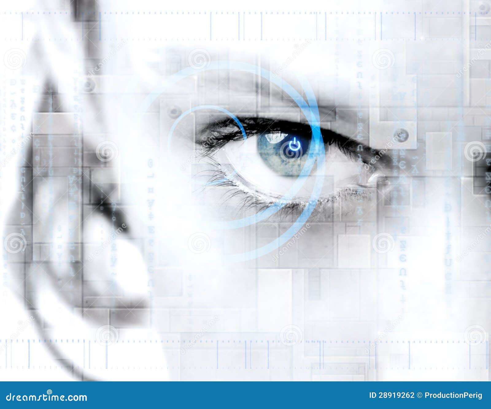 Human Eye with Power Button Reflection Inside - Technology Concept ...