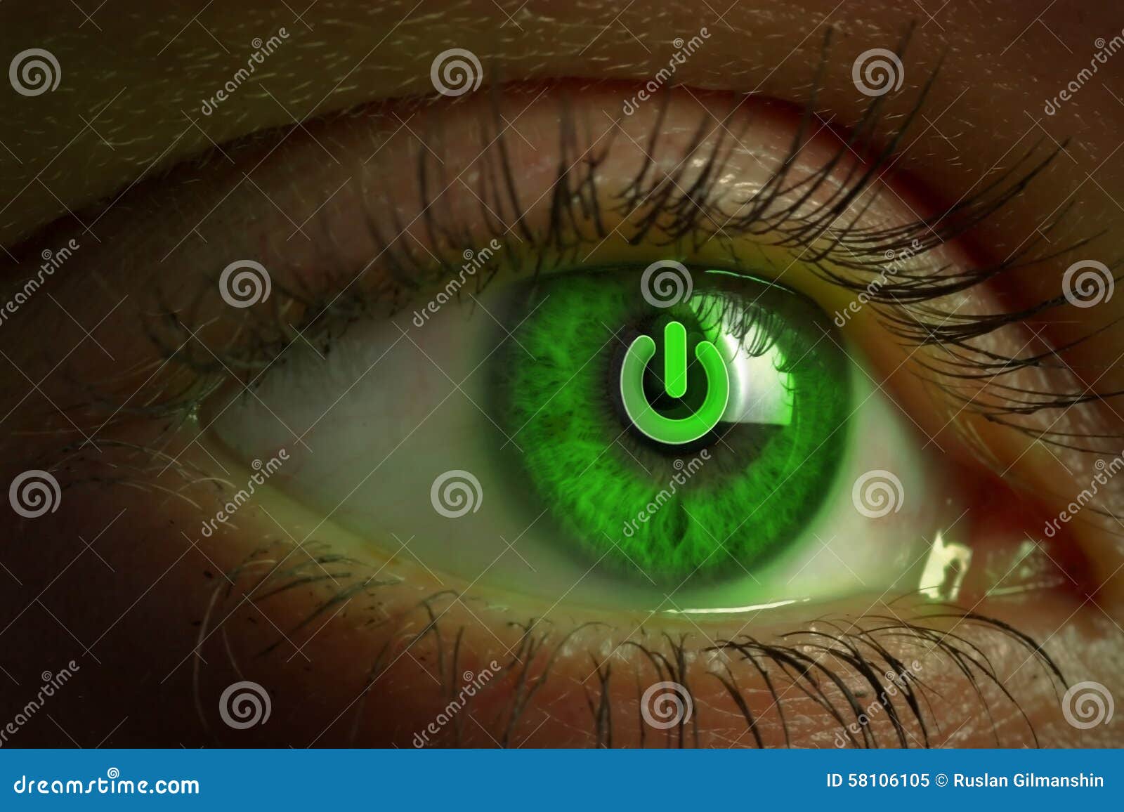 Human Eye with Power Button Reflection Stock Illustration ...
