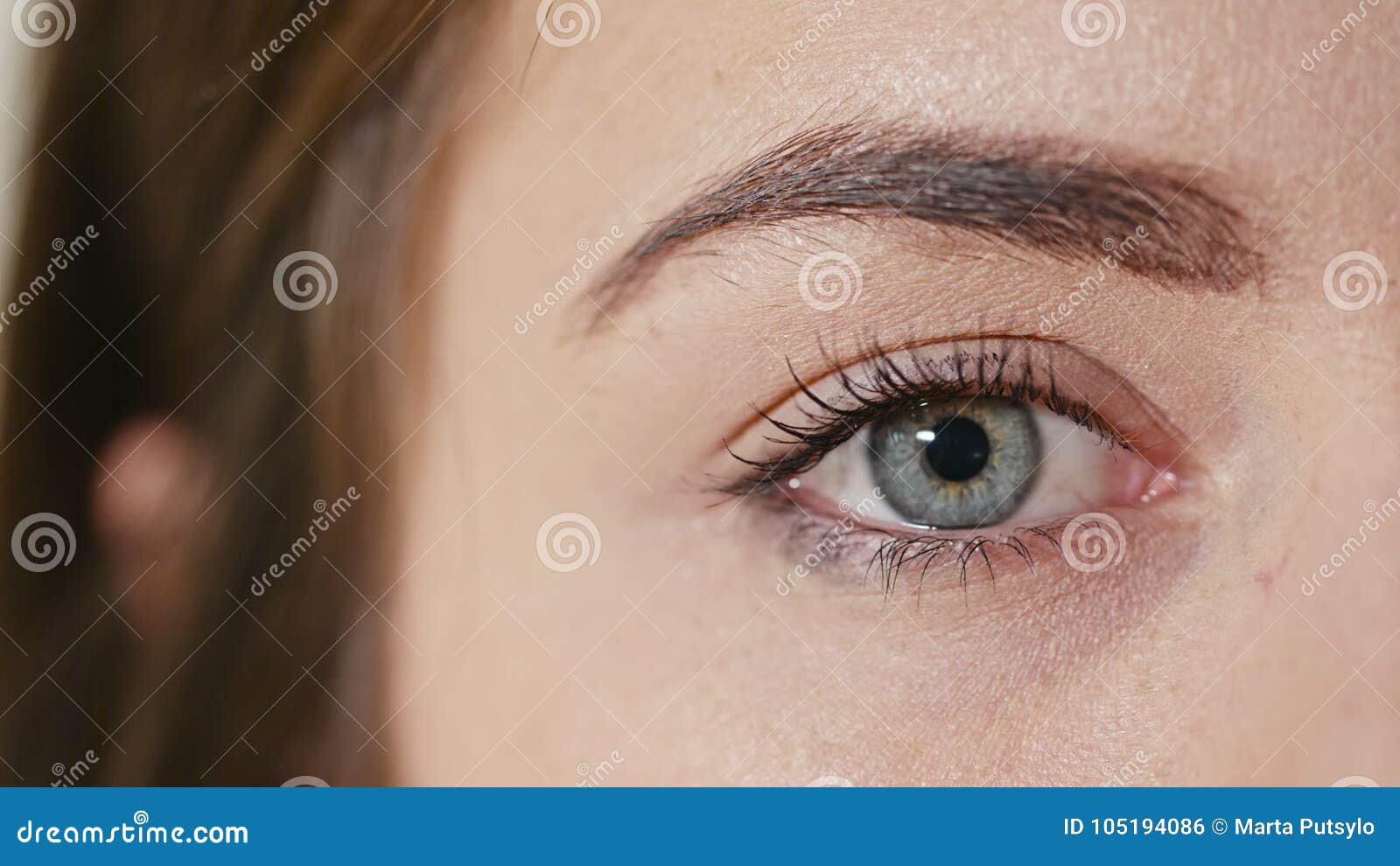 Human Eye with the Pupil Constriction Stock Photo - Image of eyelashes ...