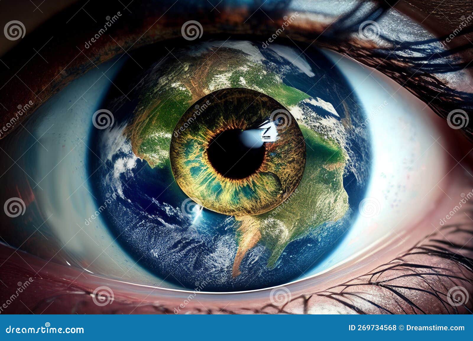 In the Human Eye, the Pupil in the Form of the Planet Earth. AI ...