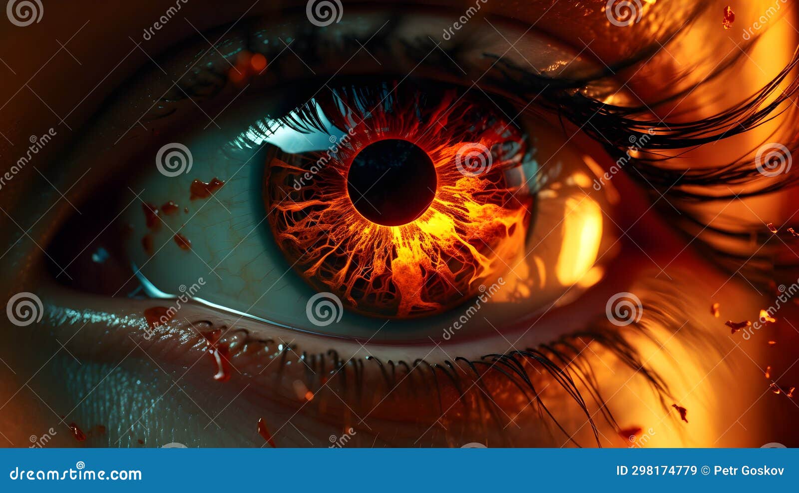 Human Eye with Reflections of Fire Stock Image - Image of beautiful ...