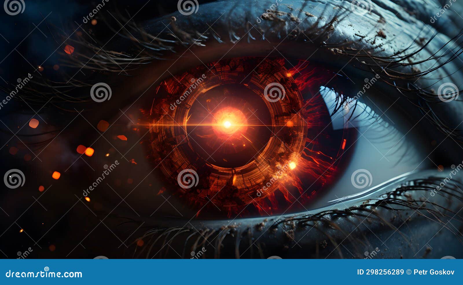 Human Eye with Reflections of Fire Stock Image - Image of closeup ...