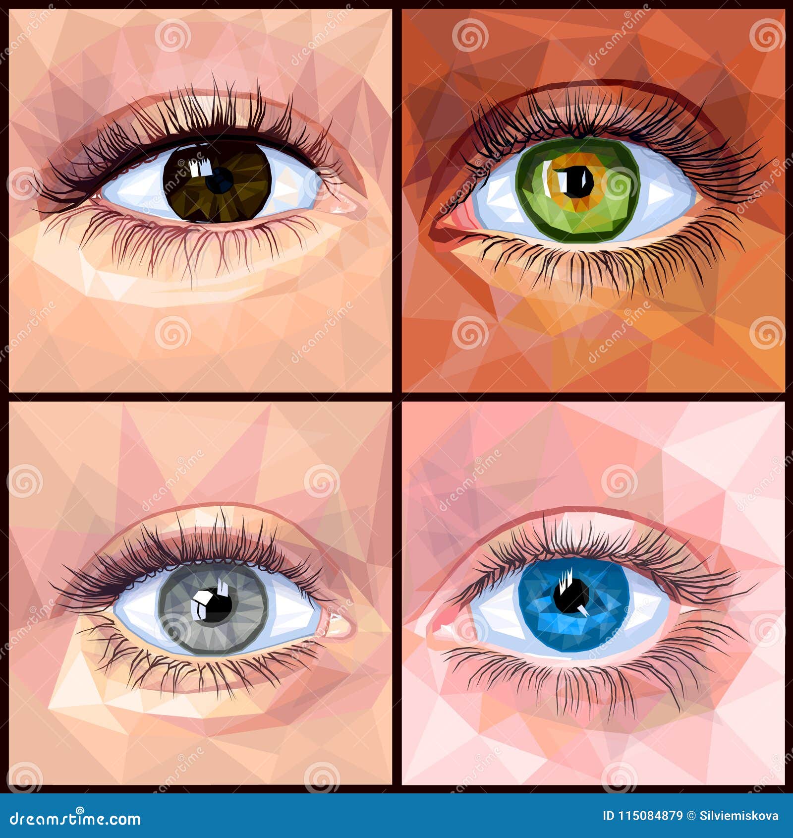 Human Eye Set in Polygon Style Stock Vector - Illustration of creatures ...