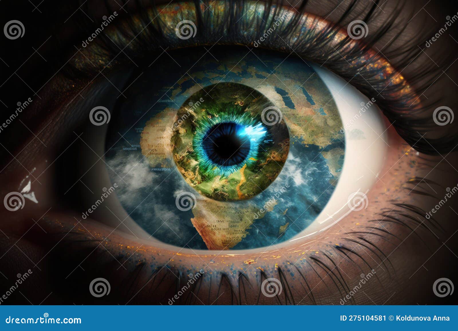 Human Eye In The Shape Of Planet Earth, Created With Generative AI ...