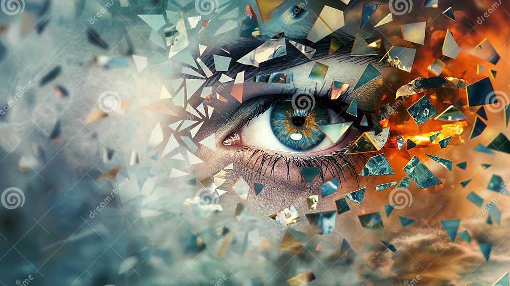 Human Eye Surrounded by a Dynamic Mix of Sharp, Crystalline Fragments ...