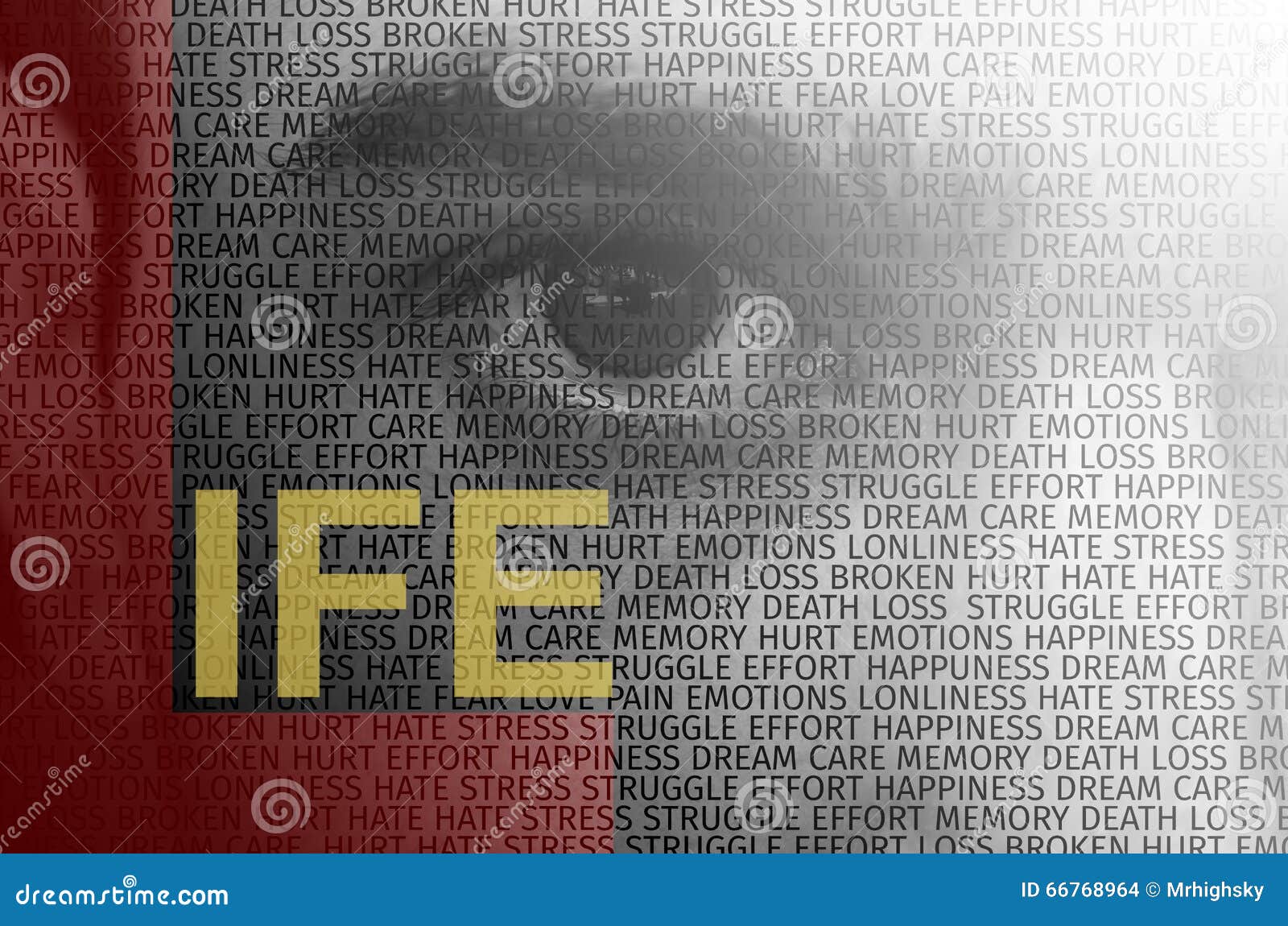 Human Eye with Text Overlay Containing Words Describing Life Stock ...