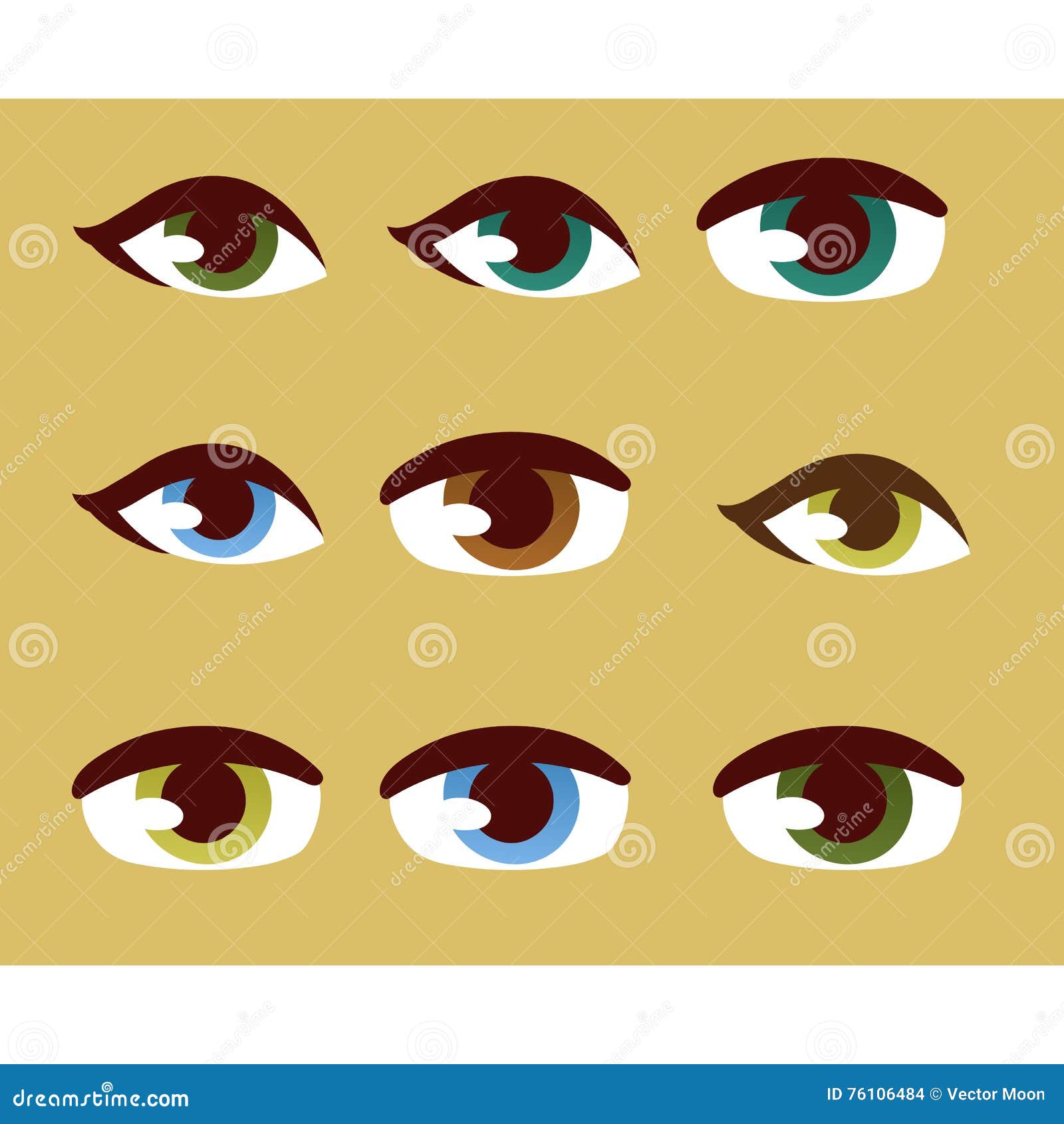 Human eye vector set. stock vector. Illustration of female - 76106484