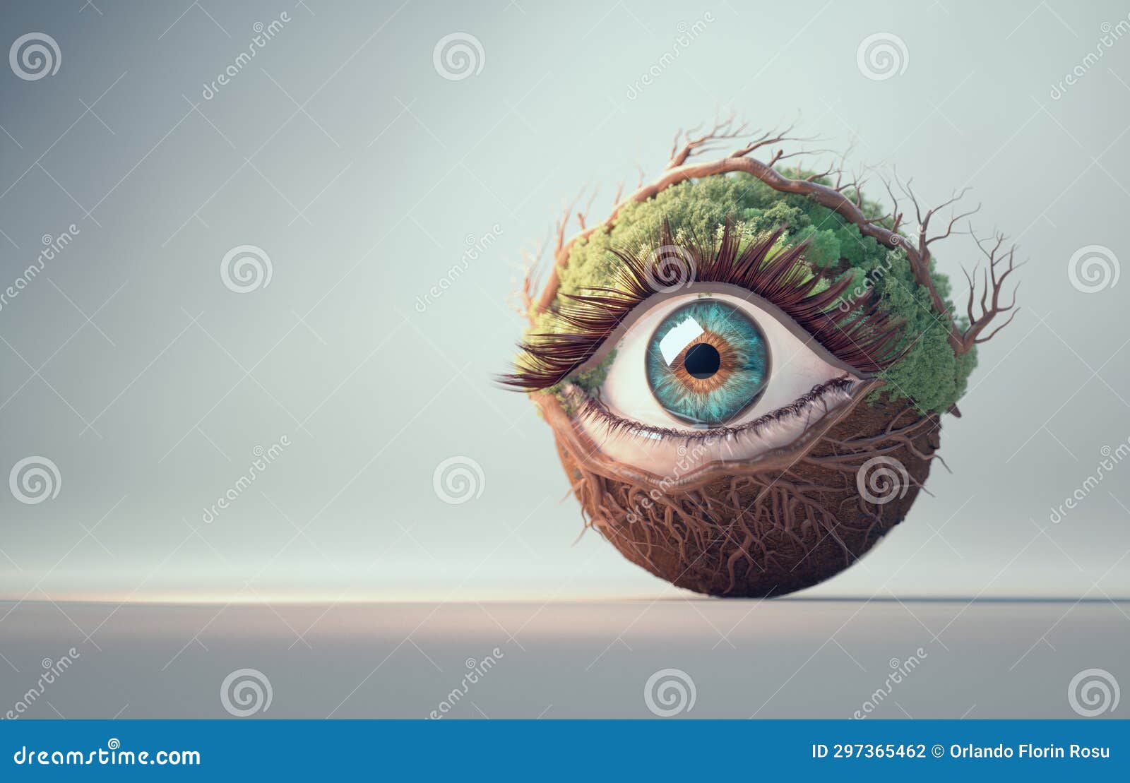 Human Eye with Vegetation on it in a Studio Background. Nature and ...
